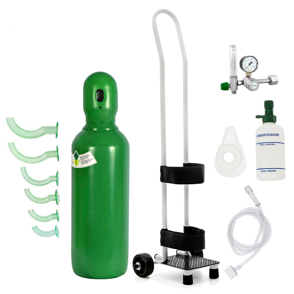Centercor Hospitalar - Kit Oxigênio Portátil 7 Litros Aço com Carrinho ...